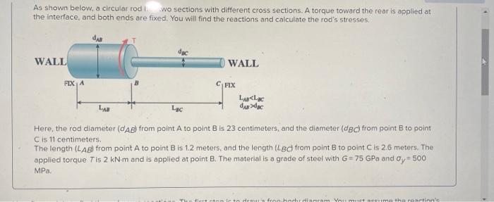 Solved As shown below, a circular rod wo sections with | Chegg.com