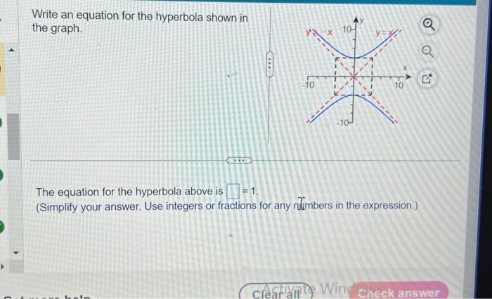 Solved Write an equation for the hyperbola shown in the | Chegg.com