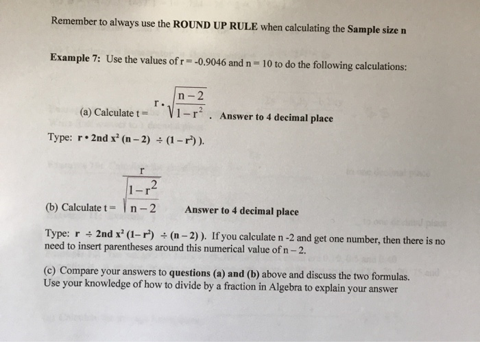 Solved Remember to always use the ROUND UP RULE when | Chegg.com