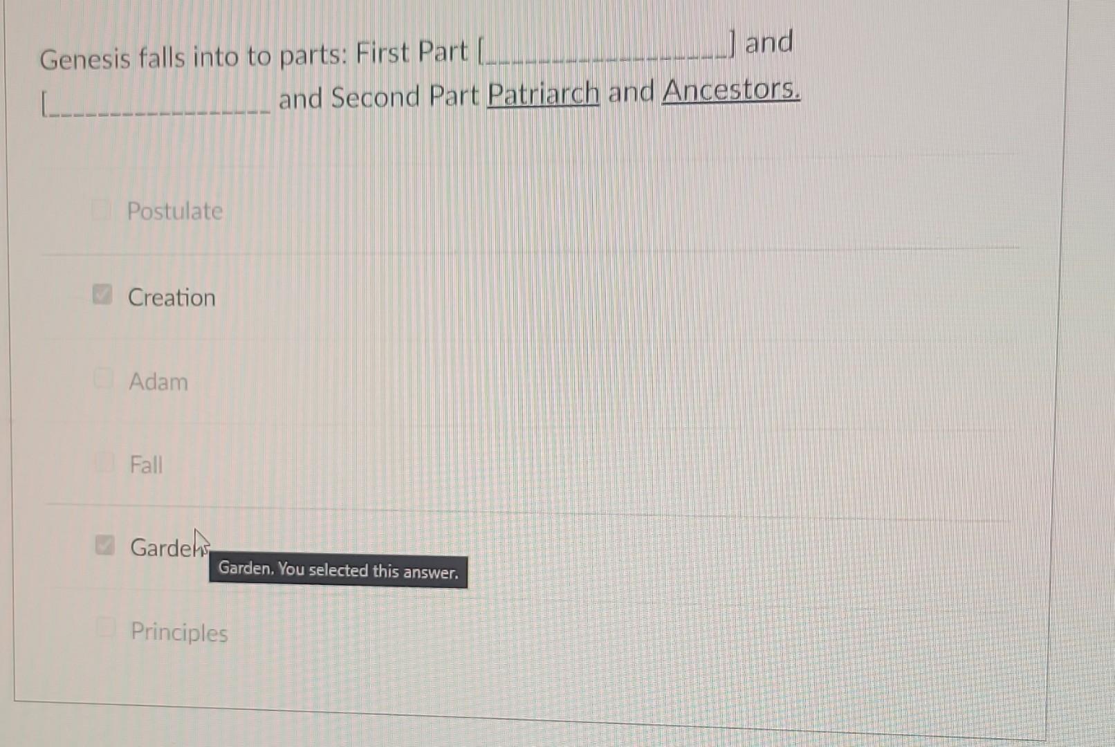 Genesis falls into to parts: First Part and and | Chegg.com