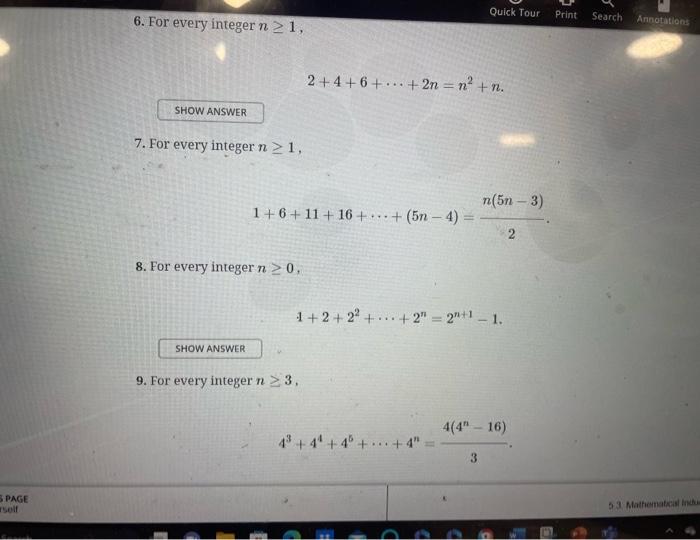 Solved 6. For every integer n≥1, 2+4+6+⋯+2n=n2+n 7. For | Chegg.com