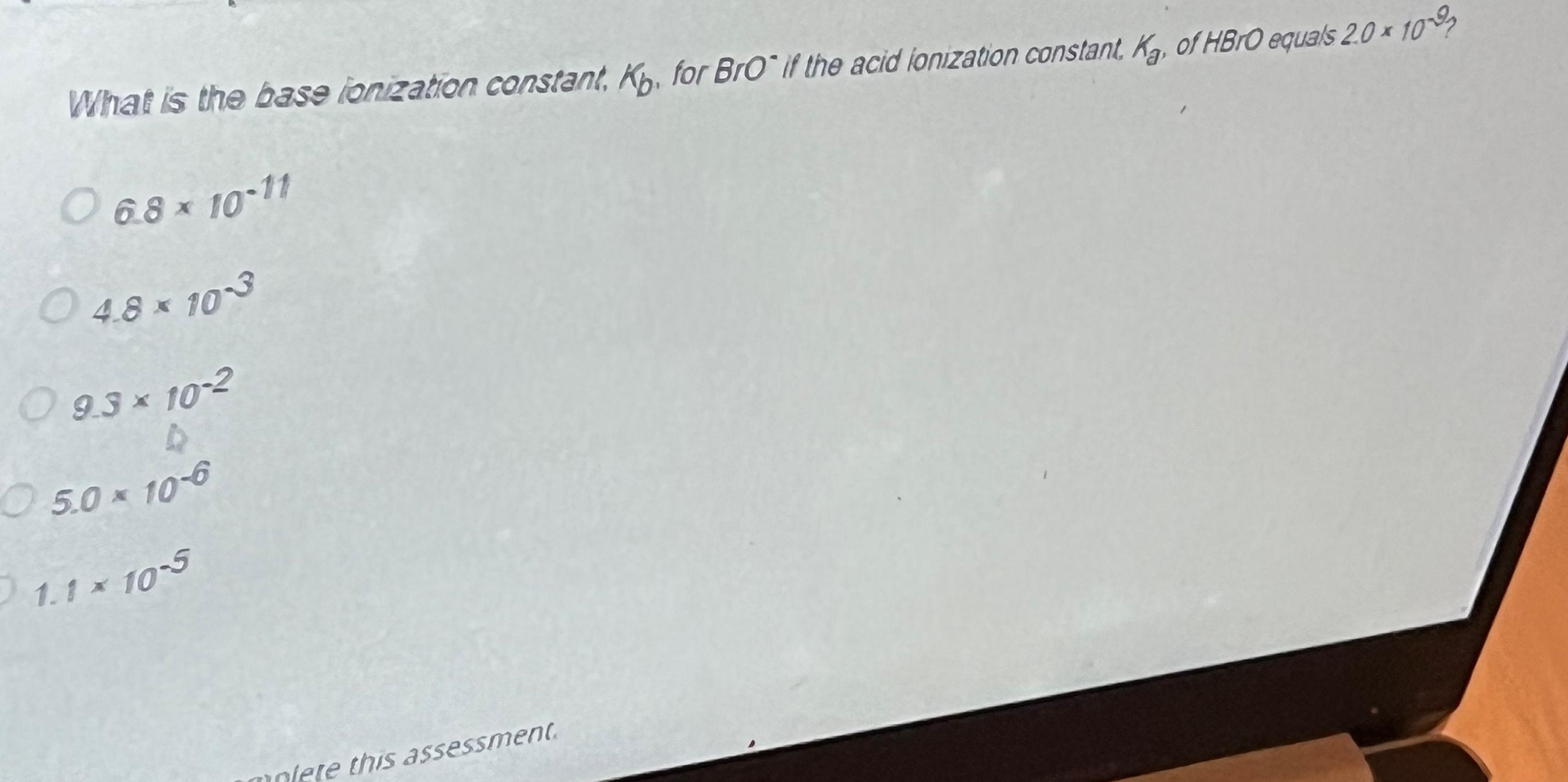 Solved What is the base ionization constant, Kb, ﻿for BrO if | Chegg.com