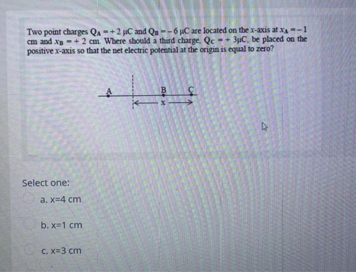 Solved Two point charges QA = +2 uC and QB -6 u are located | Chegg.com