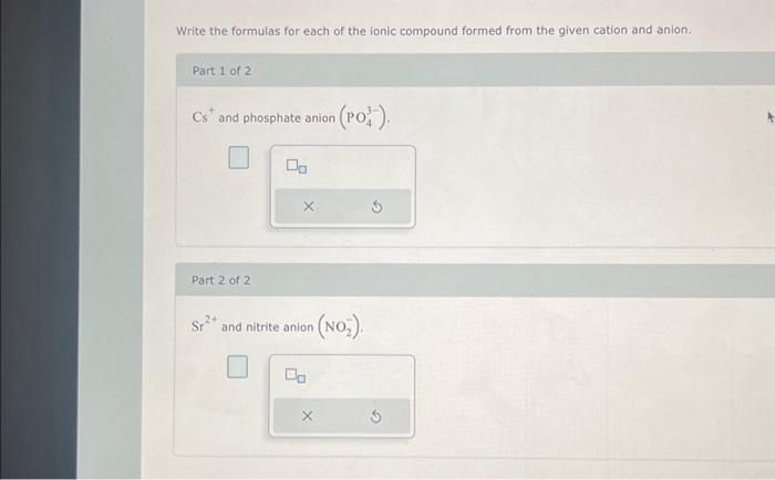 Solved Write the formulas for each of the ionic compound | Chegg.com