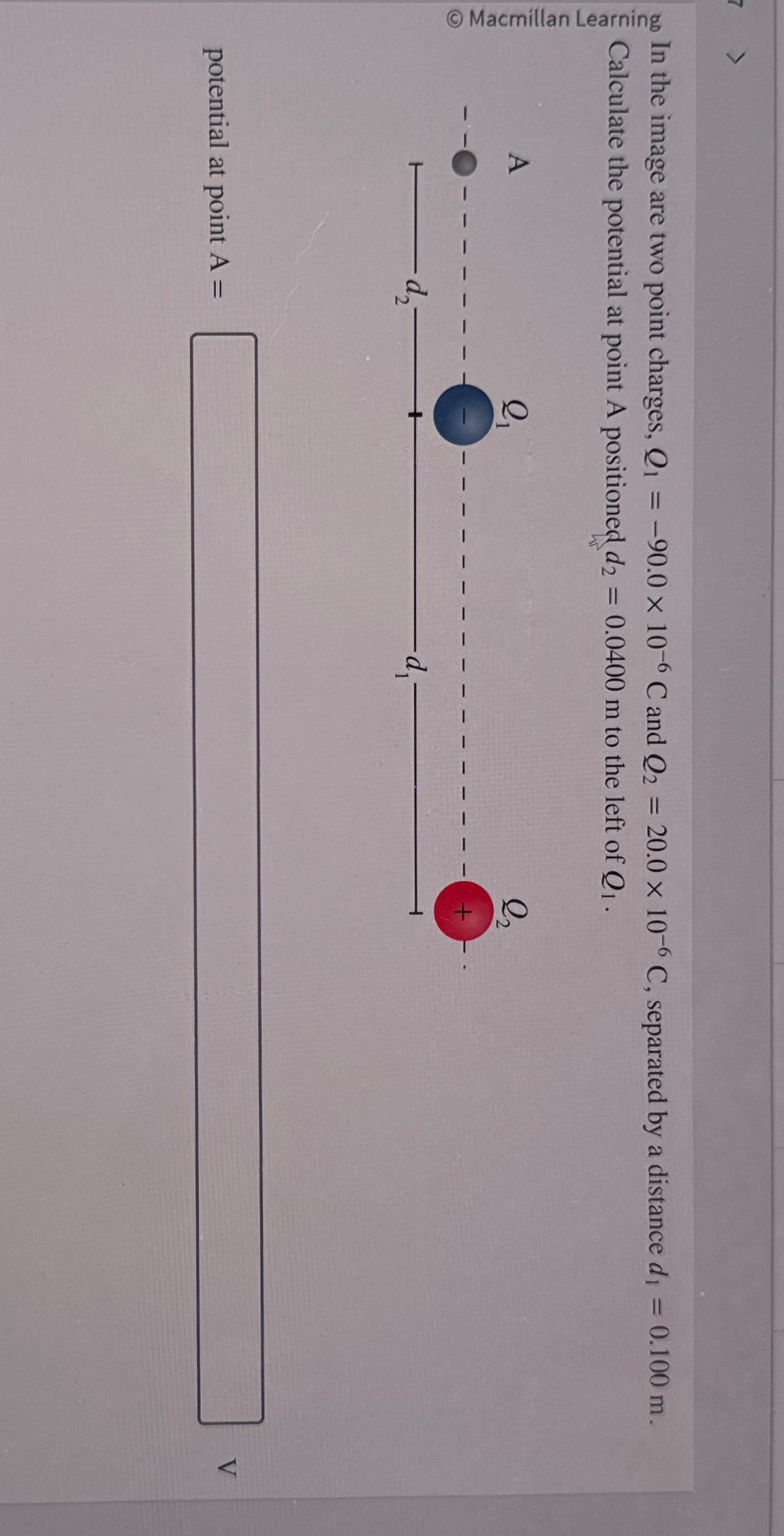 Solved on In the image are two point charges, Q1=-90.0×10-6C | Chegg.com
