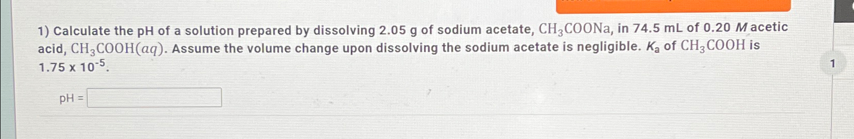 Calculate the pH ﻿of a solution prepared by | Chegg.com