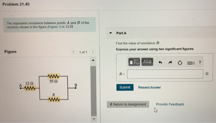 Solved Problem 21.45 The equivalent resistance between | Chegg.com