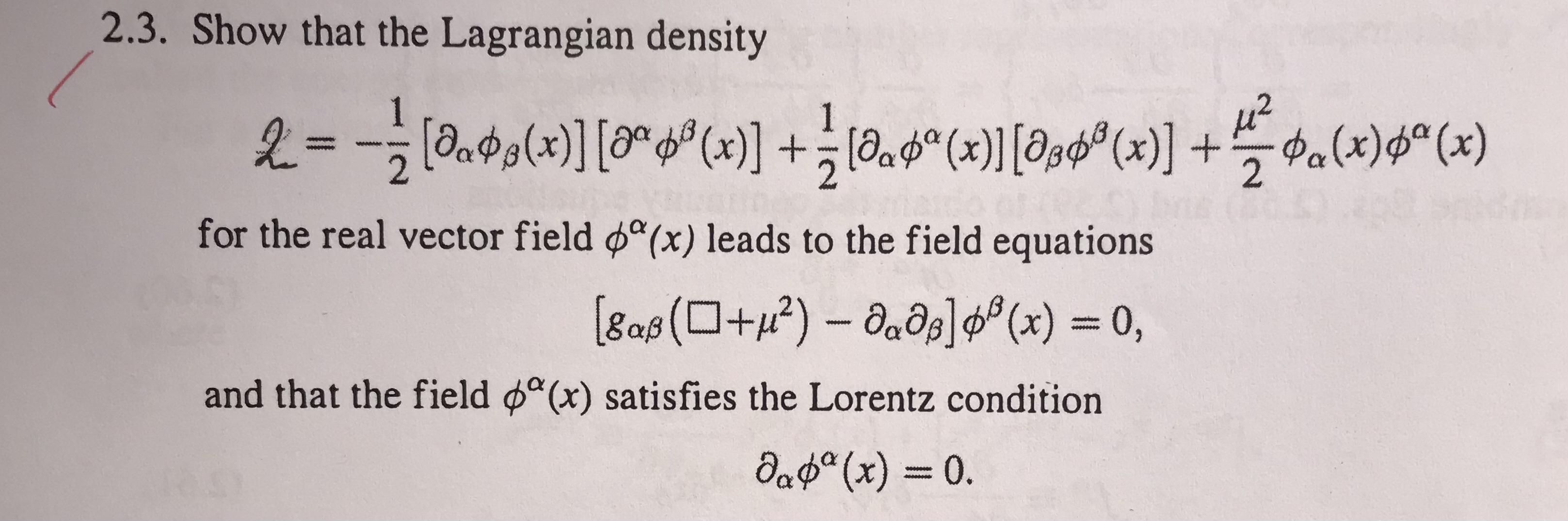 Solved 2.3. ﻿Show that the Lagrangian | Chegg.com