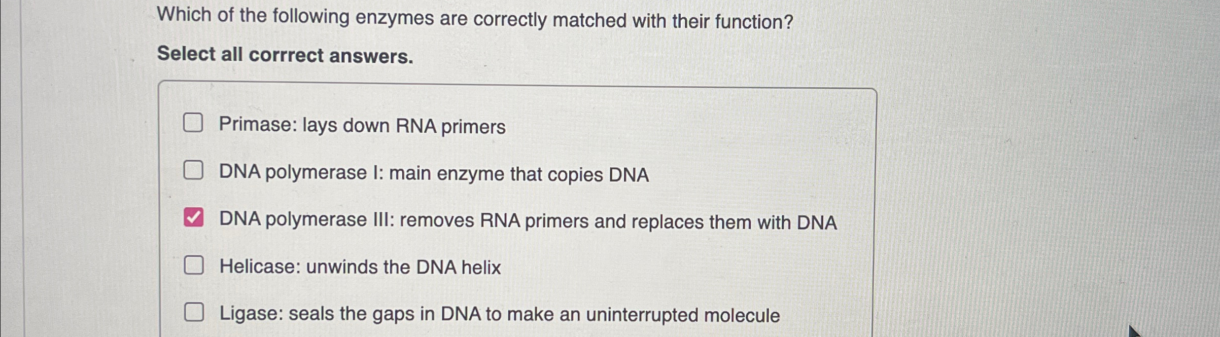 Solved Which of the following enzymes are correctly matched | Chegg.com