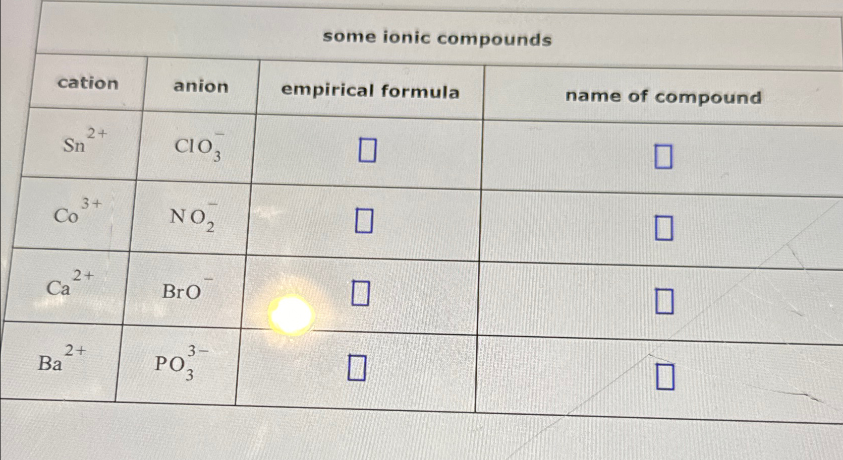 Solved \table[[some ionic | Chegg.com