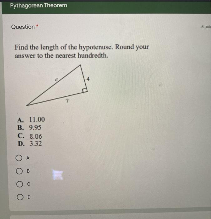 Solved Pythagorean Theorem Question 5 poil Find the length | Chegg.com