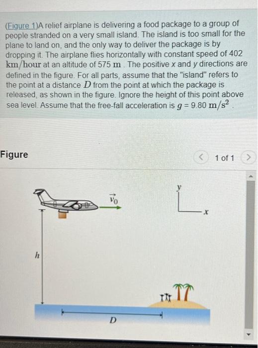 Solved (Figure 1)A relief airplane is delivering a food | Chegg.com