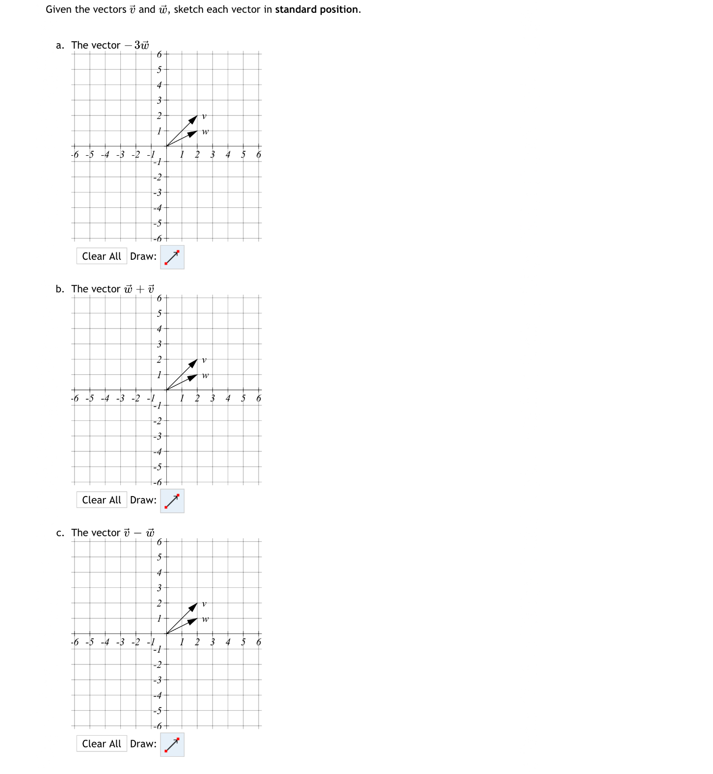 Solved Given the vectors vec(v) ﻿and vec(w), ﻿sketch each | Chegg.com