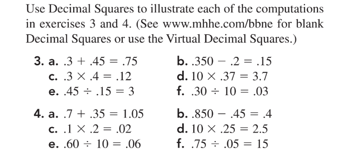 Solved Use Decimal Squares to illustrate each of the | Chegg.com
