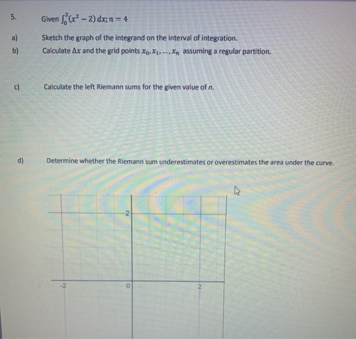 Solved 4. a) b) For f(x) = x2 on [0,4]; n = 4 complete the | Chegg.com
