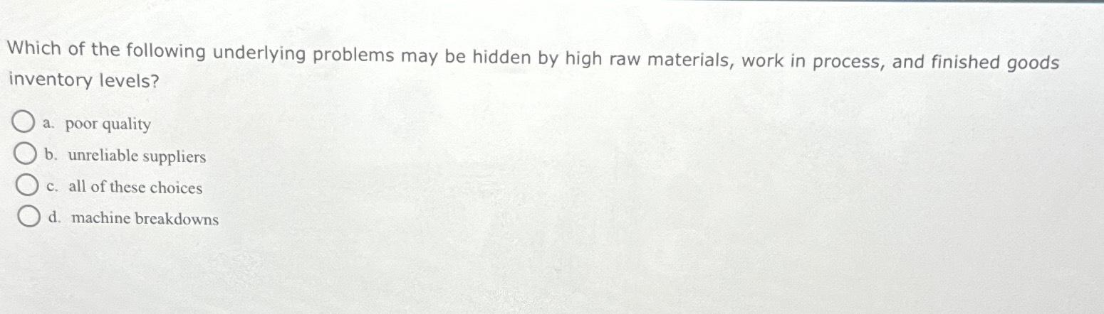 Solved Which of the following underlying problems may be | Chegg.com