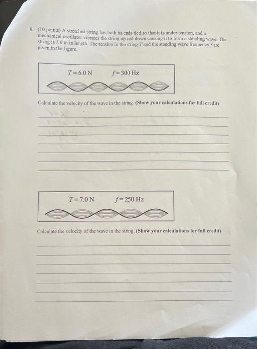 Solved 9. (10 points) A stretched string has both its ends | Chegg.com