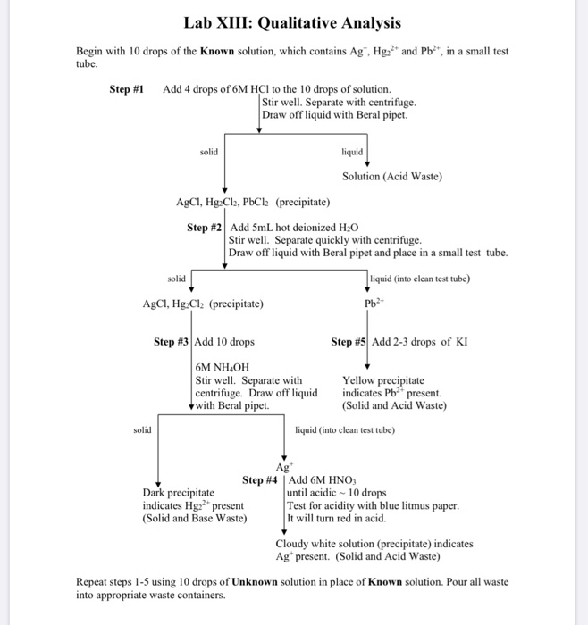 Solved Lab XIII: Qualitative Analysis Begin with 10 drops of | Chegg.com