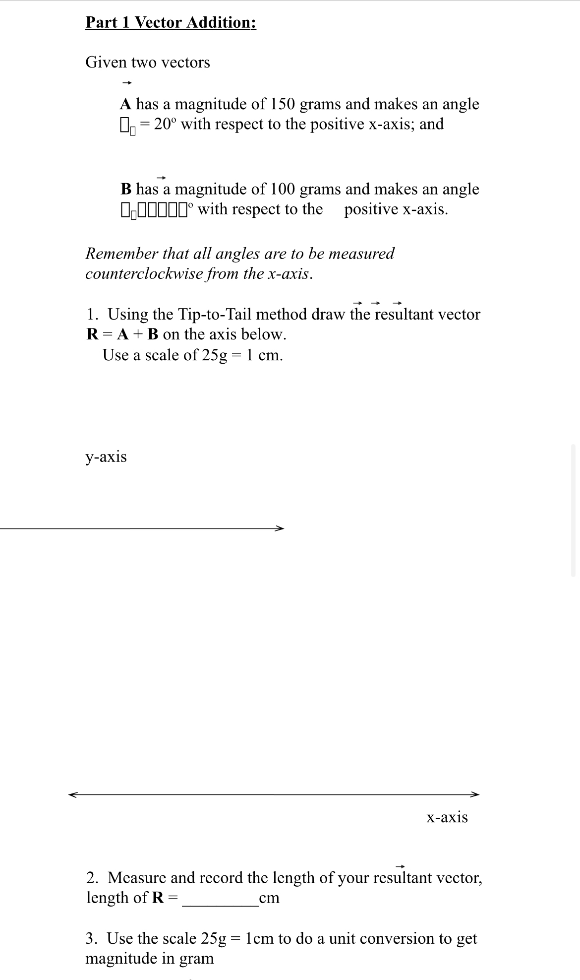 Solved Part 1 ﻿Vector Addition:Given two vectorsA has a | Chegg.com
