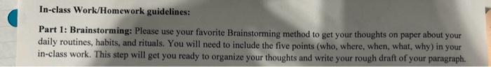In-class Work/Homework guidelines: Part 1: | Chegg.com