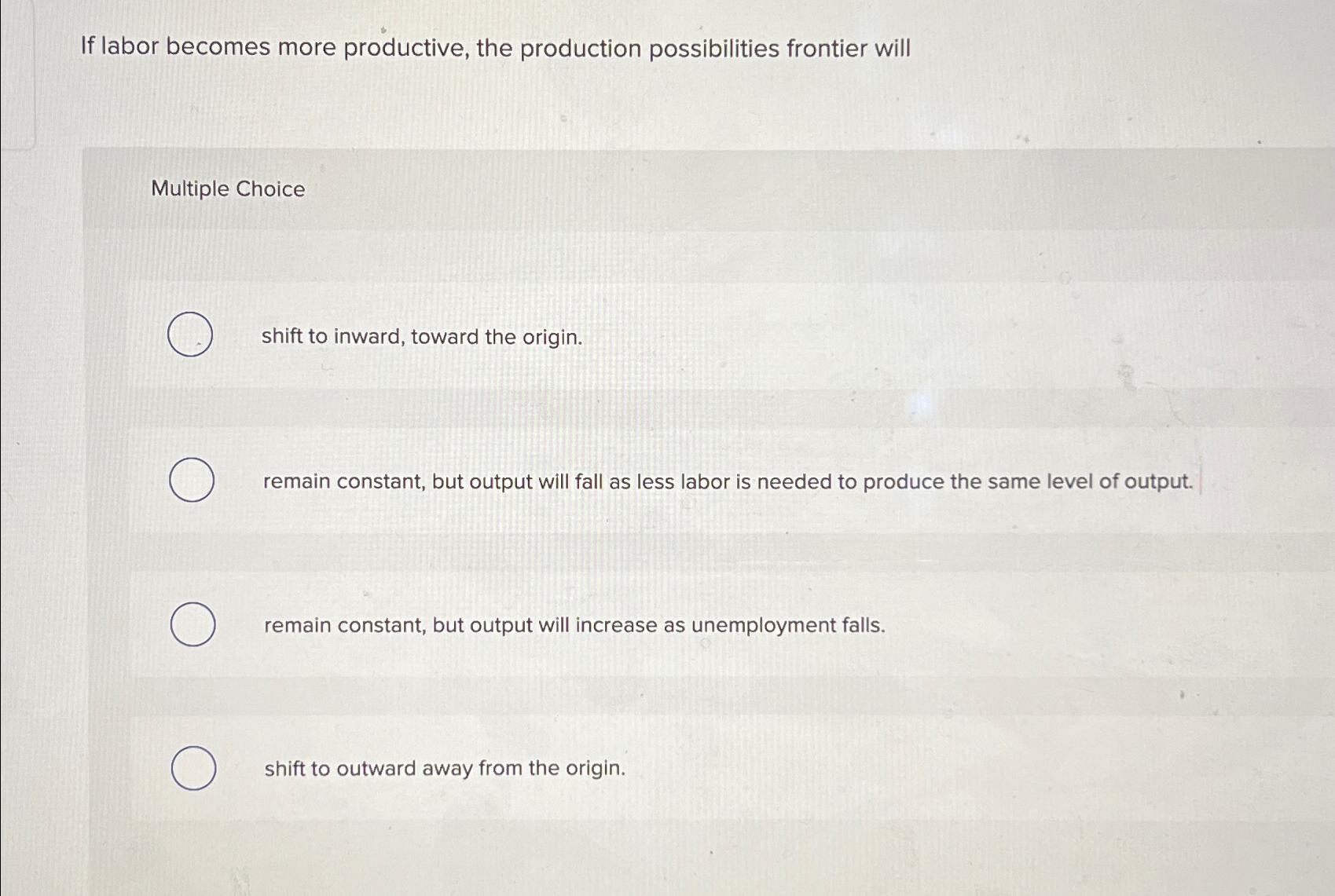 Solved If labor becomes more productive, the production | Chegg.com