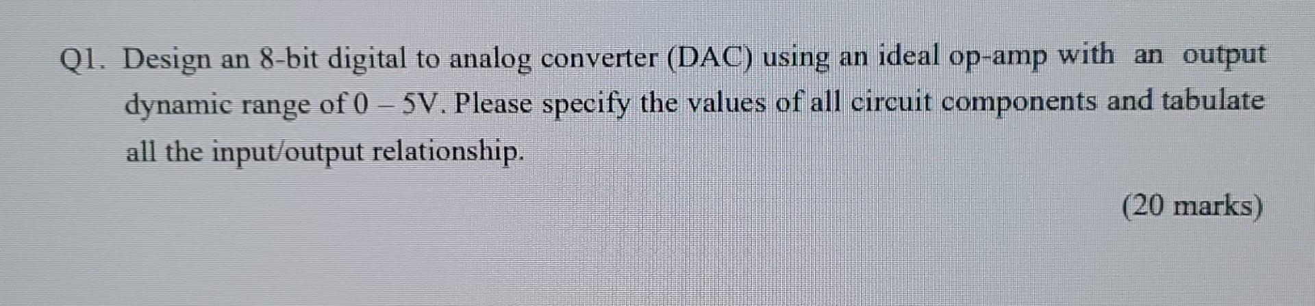 Solved 11. Design an 8-bit digital to analog converter (DAC) | Chegg.com