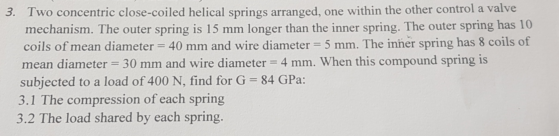 Solved Two concentric close-coiled helical springs arranged, | Chegg.com