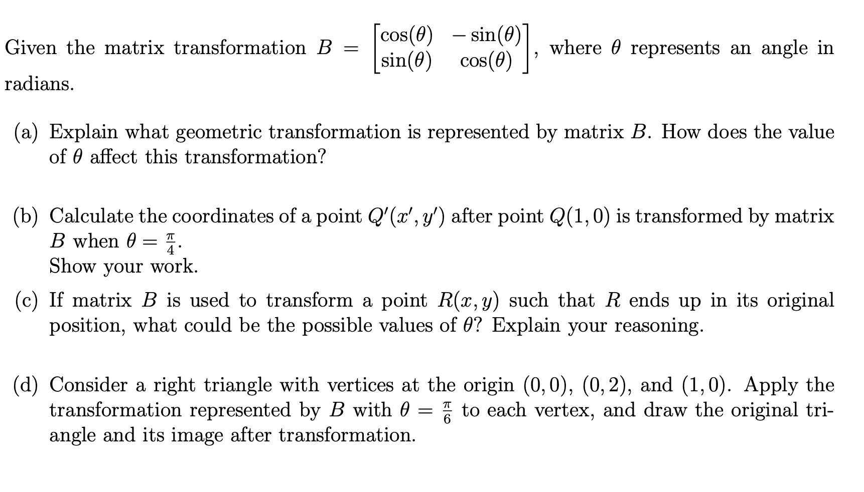 Solved Given the matrix transformation | Chegg.com