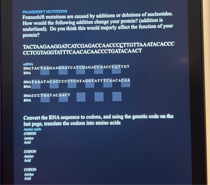 Solved Convert the RNA sequence to codons, and using the | Chegg.com