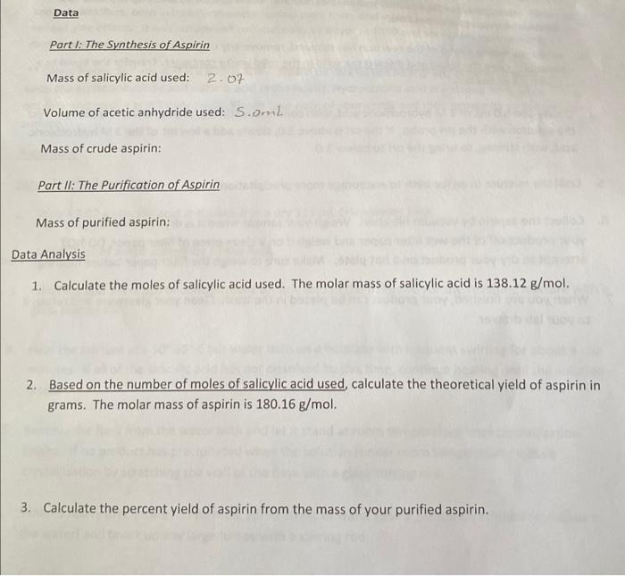 Solved Part II: The Purification of Aspirin Mass of purified | Chegg.com