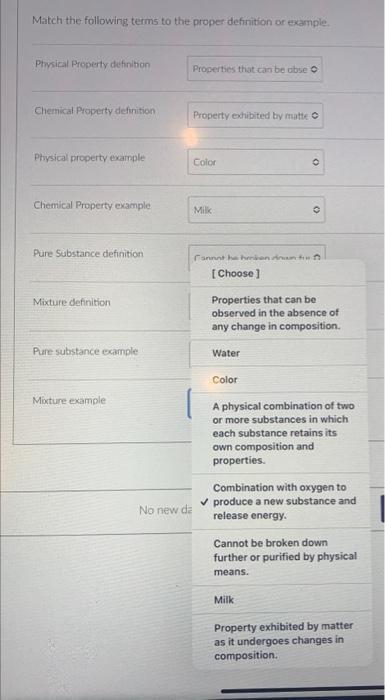 Solved Match the following terms to the proper definition or | Chegg.com