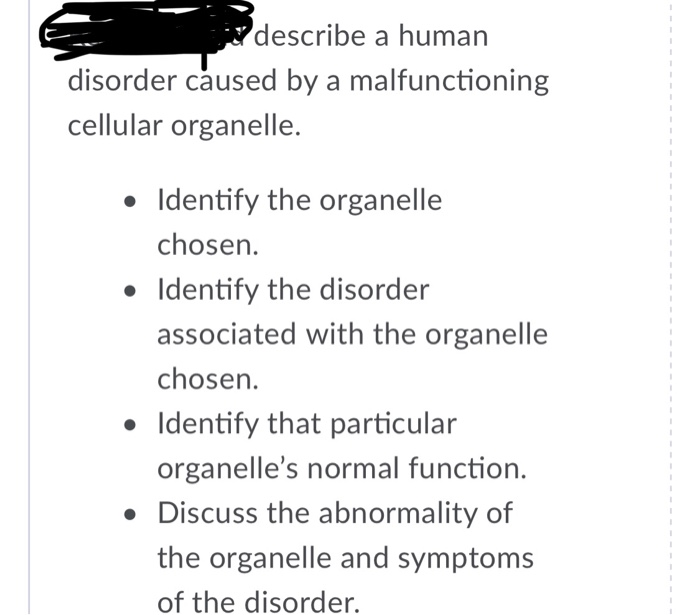 Solved describe a human disorder caused by a malfunctioning | Chegg.com