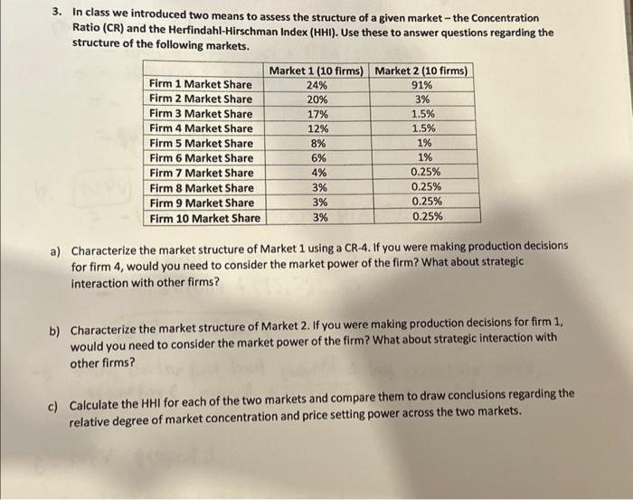 Solved 3. In class we introduced two means to assess the | Chegg.com