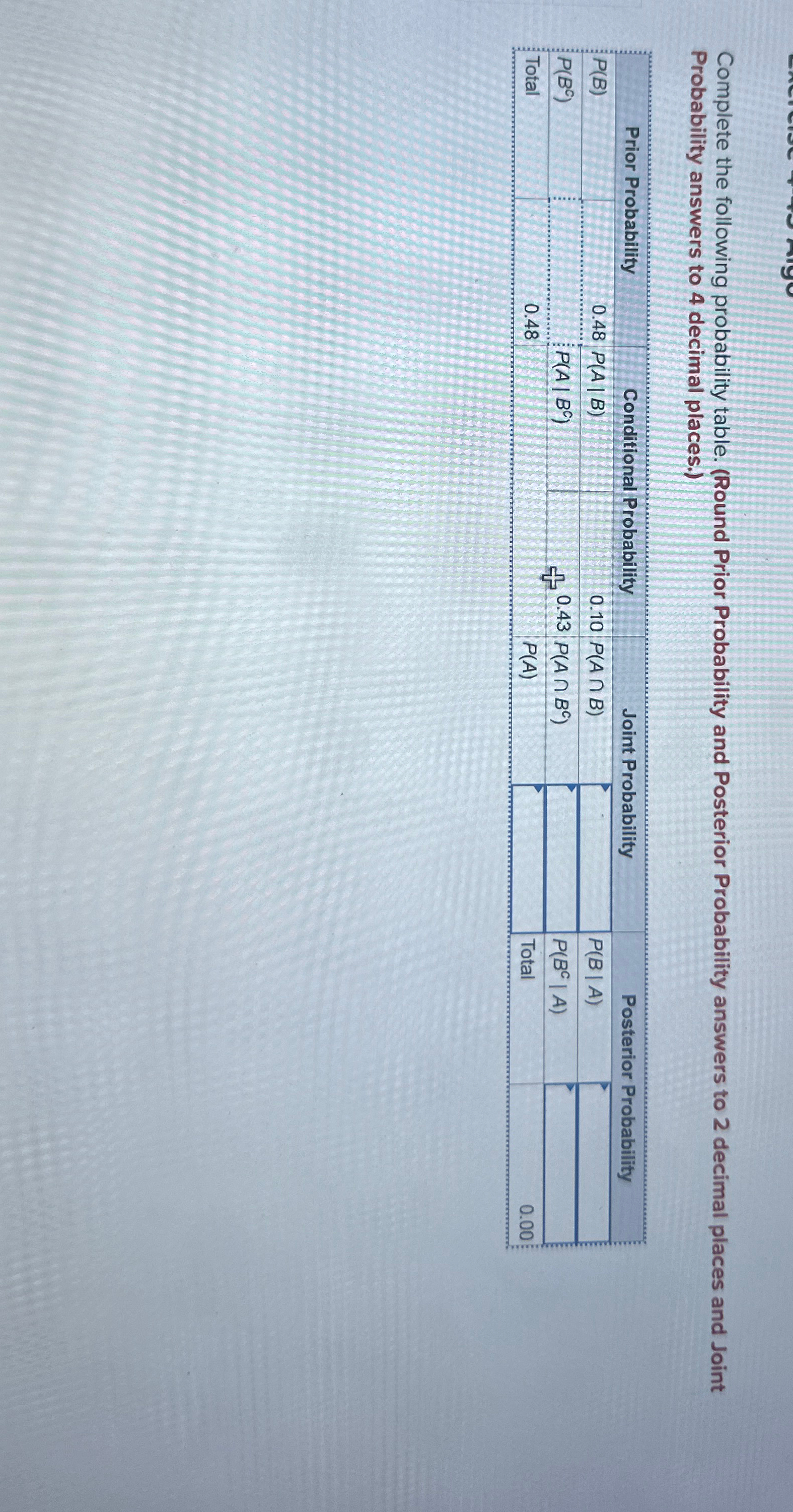 Solved Complete the following probability table. (Round | Chegg.com
