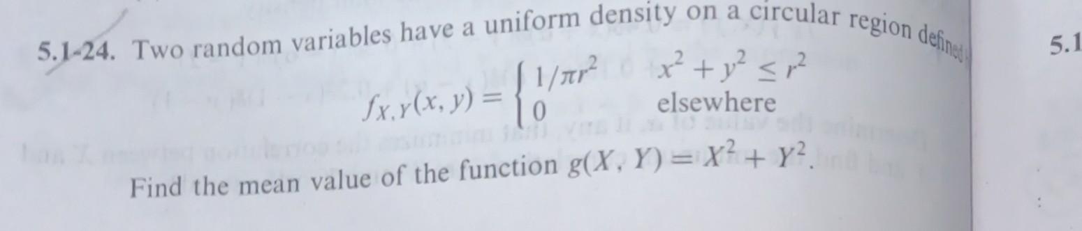 Solved 5.1-24. Two random variables have a uniform density | Chegg.com