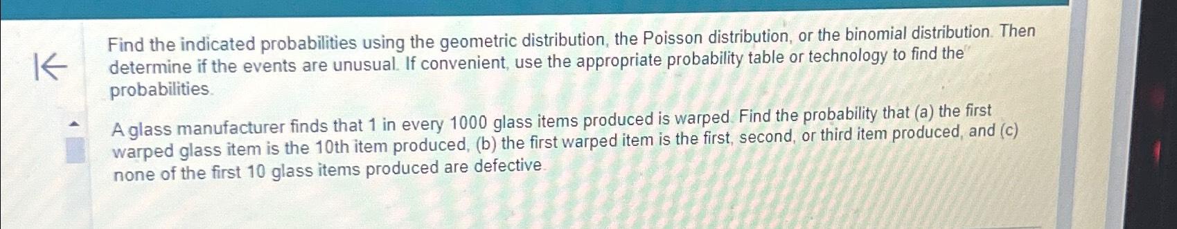 Solved Find the indicated probabilities using the geometric | Chegg.com