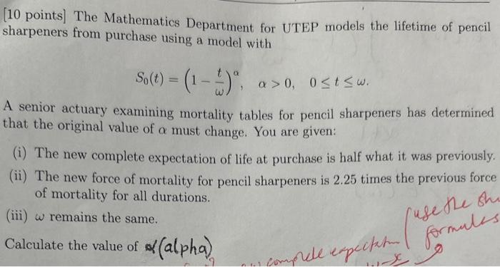 Solved [10 points] The Mathematics Department for UTEP | Chegg.com