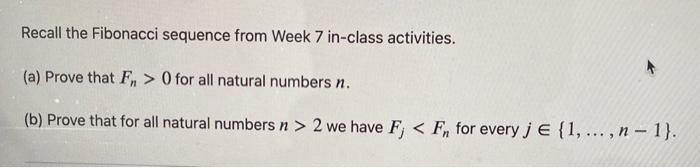 Solved Recall the Fibonacci sequence from Week 7 in-class | Chegg.com