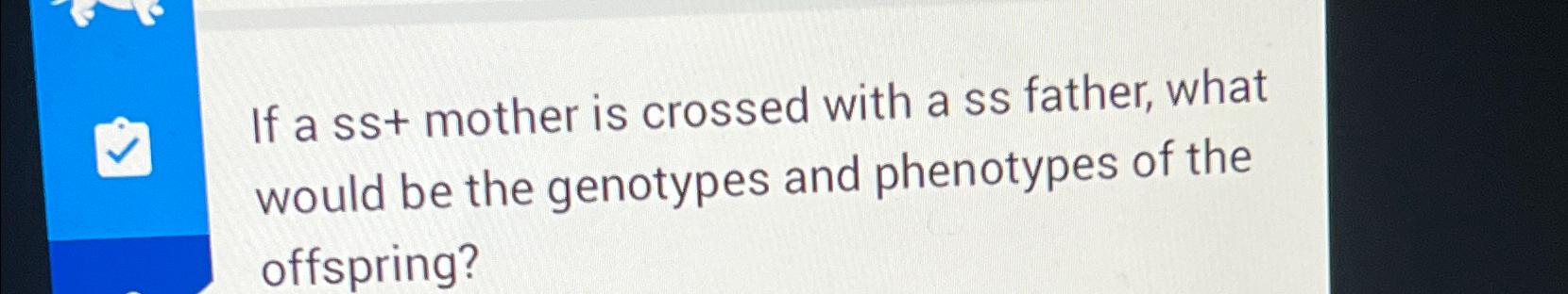 Solved If a ss+ ﻿mother is crossed with a ss father, what | Chegg.com