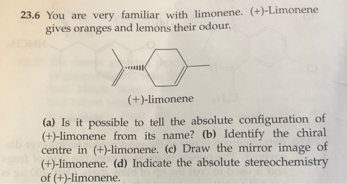 Solved 23.6 You are very familiar with limonene. | Chegg.com