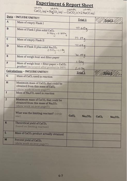 Experiment 6 Report Sheet | Chegg.com