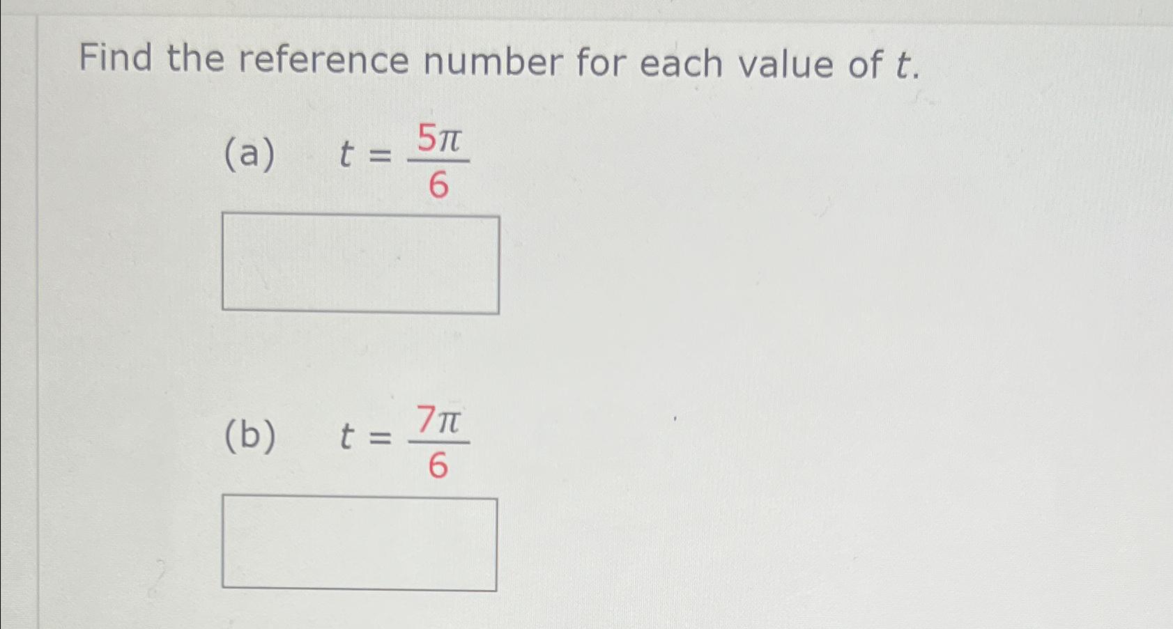 Solved Find the reference number for each value of | Chegg.com