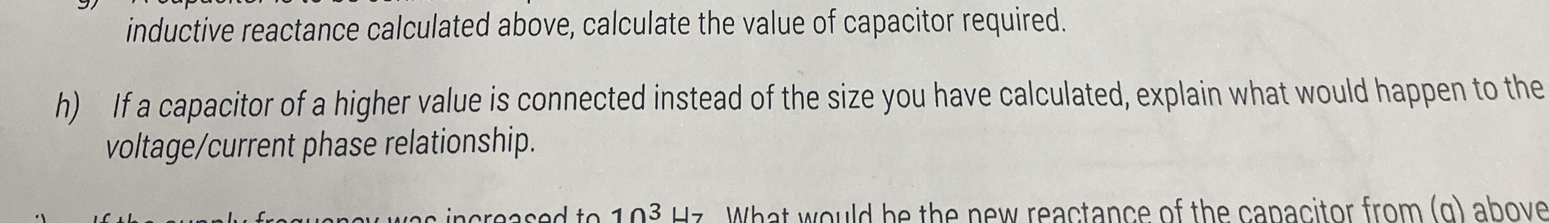Solved inductive reactance calculated above, calculate the | Chegg.com