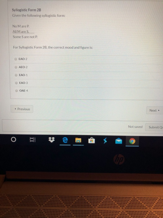 Solved Syllogistic Form 2B Given the following syllogistic | Chegg.com