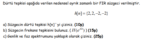 A causal discrete-time FIR filter whose impulse | Chegg.com
