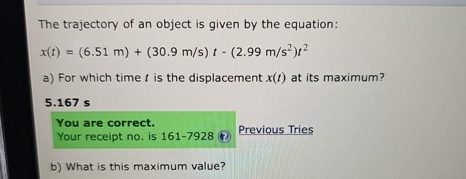 Solved The trajectory of an object is given by the | Chegg.com