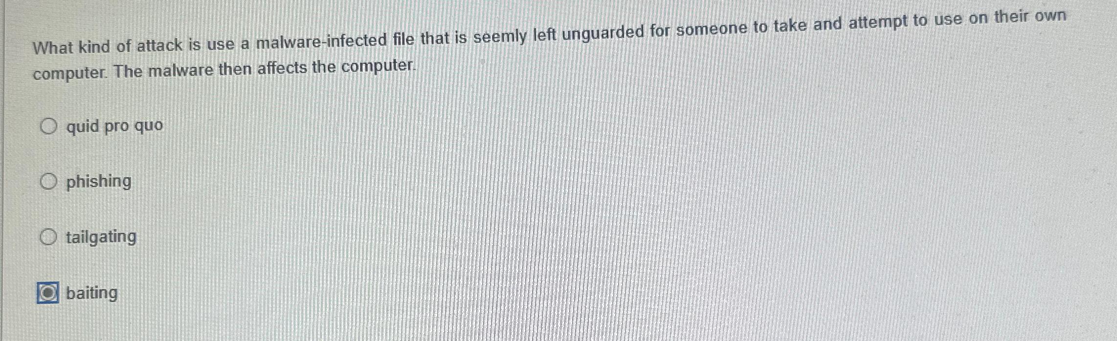 Solved What kind of attack is use a malware-infected file | Chegg.com