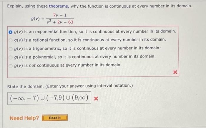 Solved Explain, using these theorems, why the function is | Chegg.com