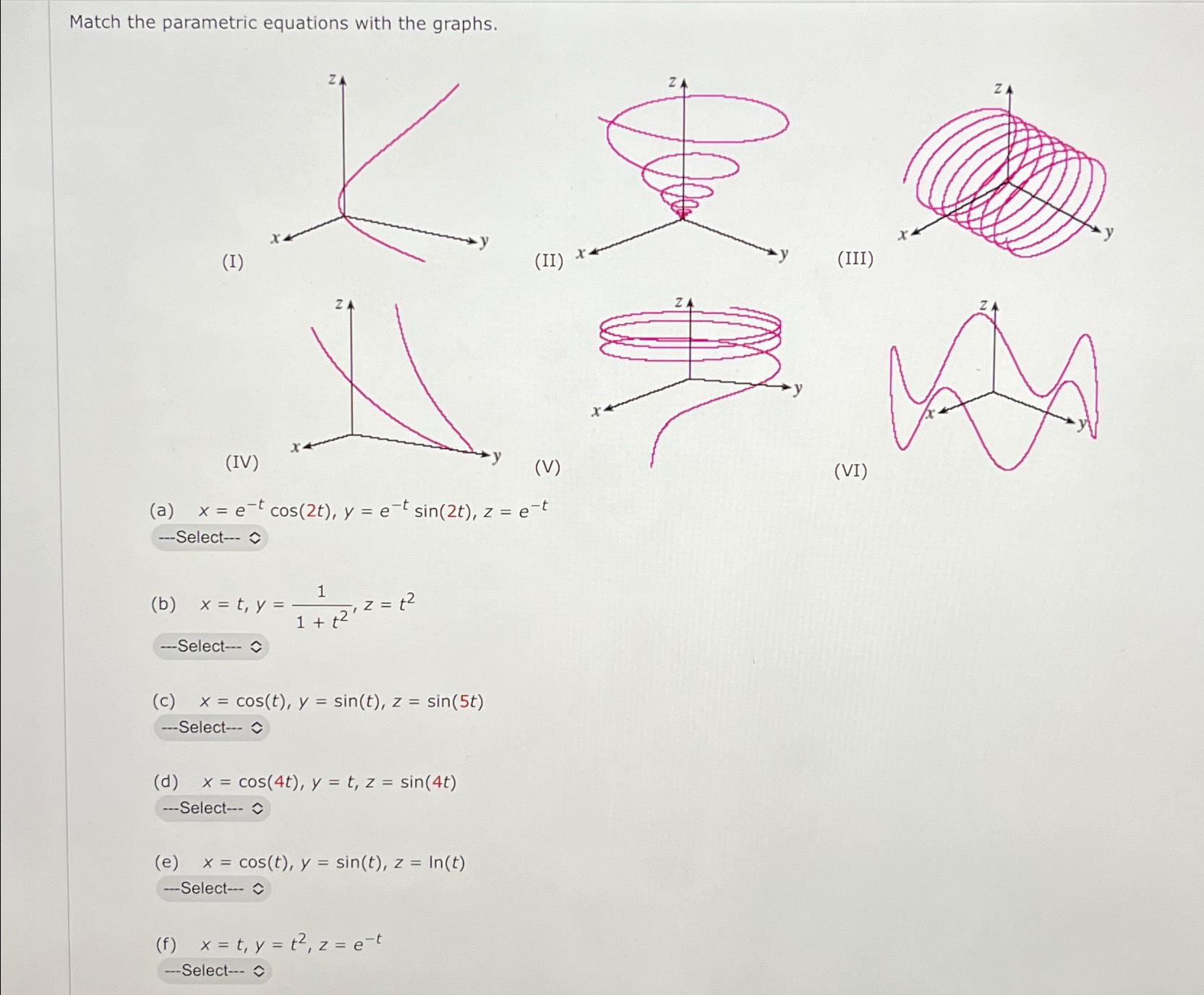 Solved Match the parametric equations with the | Chegg.com