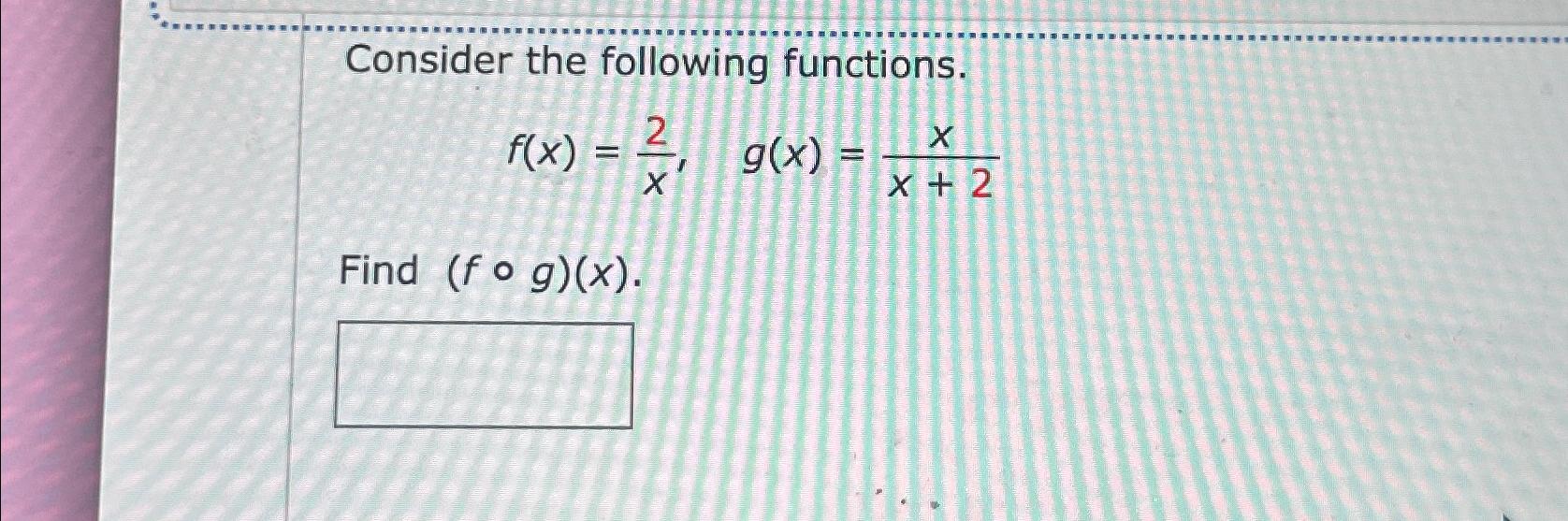 Solved Consider The Following